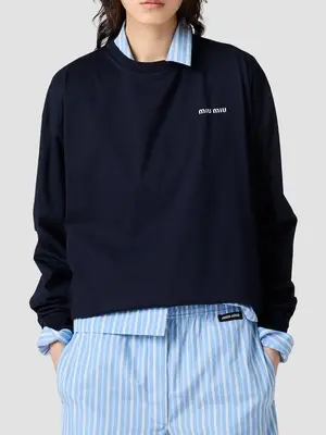 Miu Miu Long Sleeved Jersey Sweatshirt
