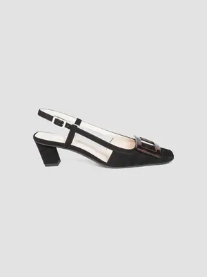 ROGER VIVIER Belle Vivier 45mm Suede Slingback Pumps - Nero