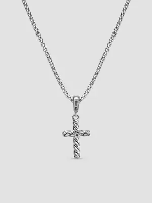 David Yurman Cable Cross Pendant Necklace In Sterling 17.5mm