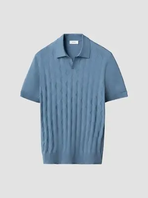 Eton Cotton-silk Knit Polo Sweater - Light Blue