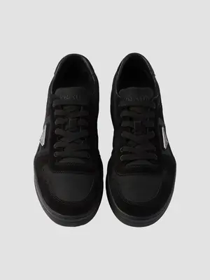 Prada Downtown Re-nylon And Suede Sneakers - Black
