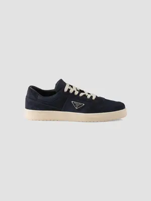 Prada Downtown Re-nylon And Suede Sneakers - Navy