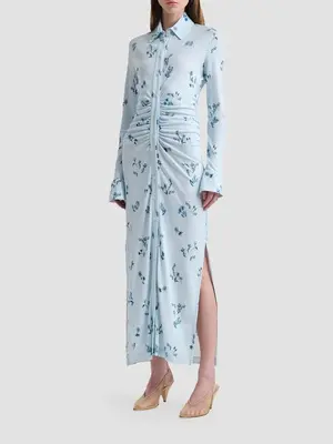 Altuzarra Claudia Gathered Floral Shirtdress - Danube Shibori