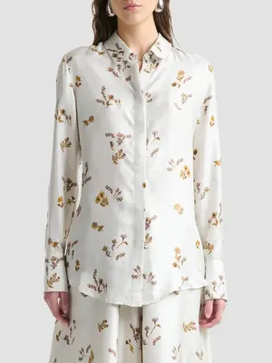 Altuzarra Chika Floral Silk Shirt - Macadamia