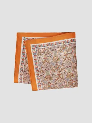 Eton Floral Silk Pocket Sqaure Orange