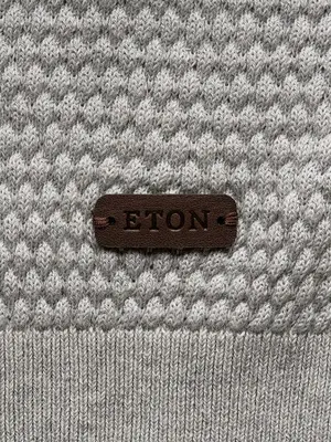 Eton Popcorn-stitch Cotton Crewneck Sweater - Grey