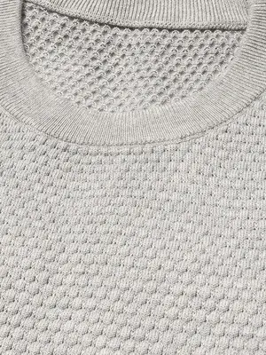 Eton Popcorn-stitch Cotton Crewneck Sweater - Grey