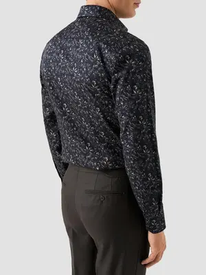 Eton Floral Slim-fit Cotton Twill Shirt - Brown