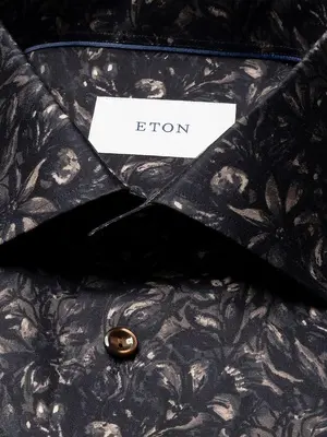 Eton Floral Slim-fit Cotton Twill Shirt - Brown