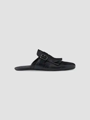 Prada Shuffle Antiqued Leather Mules - Black