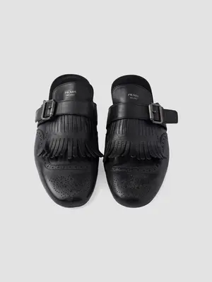 Prada Shuffle Antiqued Leather Mules