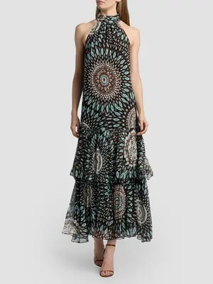 Ramy Brook River Mandala Silk Tiered Maxi Dress