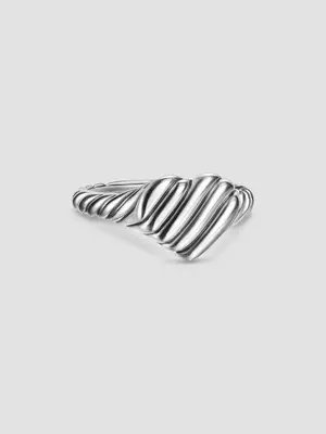 David Yurman Sculpted Cable Heart Pinky Ring In Sterling 9mm - Silver