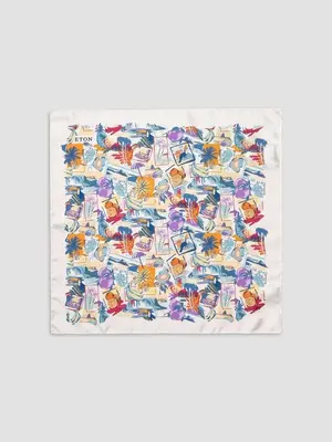 Eton Postcard Print Silk Twill Pocket Square