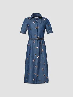 Altuzarra Kieran Embellished Denim Midi-shirtdress