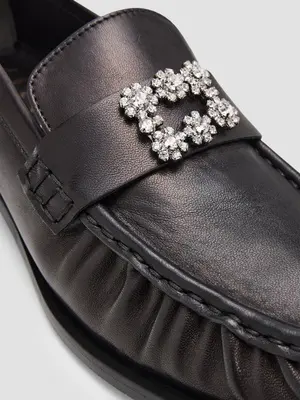 ROGER VIVIER Embellished Buckle 25mm Leather Loafers