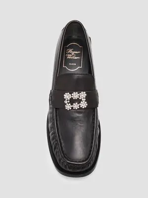 ROGER VIVIER Embellished Buckle 25mm Leather Loafers