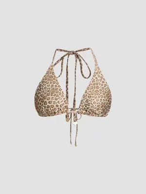 Ramy Brook Nikoleta Leopard Print Triangle Bikini Top - Light Leopard