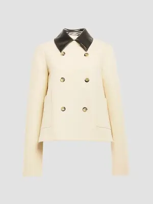 Altuzarra Harburg Faux-leather-trimmed Cotton Double-breasted Jacket - Opal