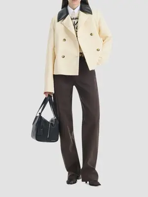 Altuzarra Harburg Faux-leather-trimmed Cotton Double-breasted Jacket - Opal