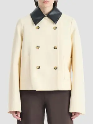 Altuzarra Harburg Faux-leather-trimmed Cotton Double-breasted Jacket - Opal