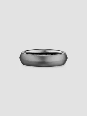 David Yurman Knife Edge Band Ring In Anthracite Titanium, 6mm - Silver