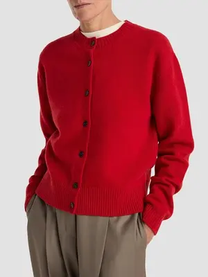 RÓHE Classic Stretch Wool Cardigan - Red