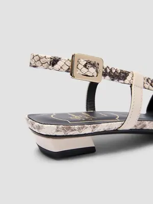 ROGER VIVIER Snakeskin-embossed Trim Leather Slingback Pumps