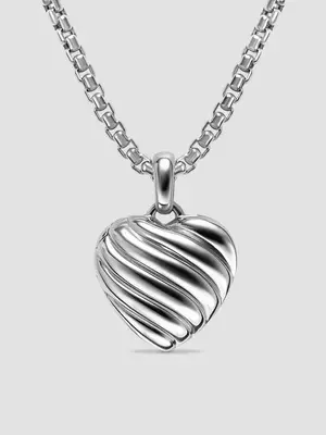 David Yurman Sculpted Cable Heart Locket In Sterling 23mm