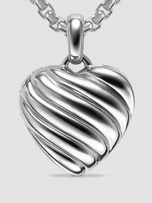 David Yurman Sculpted Cable Heart Locket In Sterling 23mm
