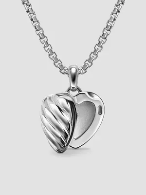 David Yurman Sculpted Cable Heart Locket In Sterling 23mm