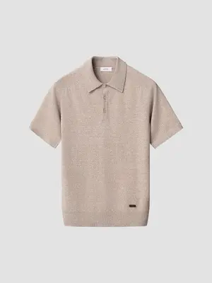 Eton Linen-cotton Fine Knit Polo Shirt - Beige