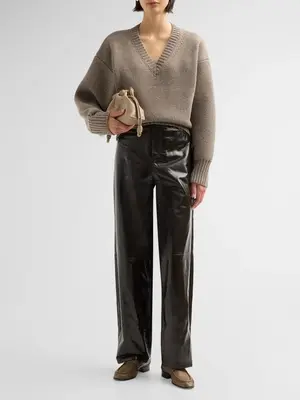 RÓHE Bruun Lacquer Leather Baggy Trousers