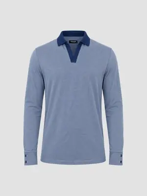 MACEOO Knitted Polo Shirt - Blue