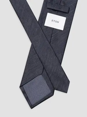 Eton Chain Print Silk Tie - Navy