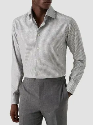 Eton Geometric Print Slim-fit Twill Shirt