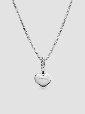 David Yurman Petite Compass Heart Amulet In Sterling With Diamond, 7.4mm