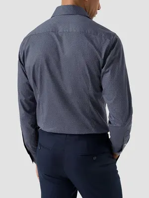 Eton Geometric Print Contemporary-fit Cotton Twill Shirt