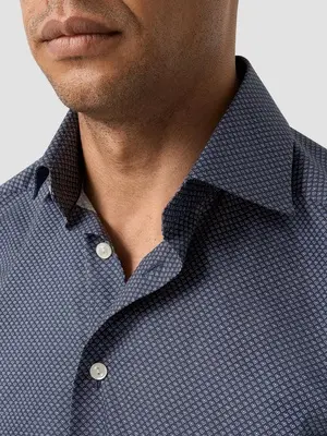 Eton Geometric Print Contemporary-fit Cotton Twill Shirt