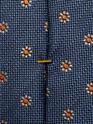 Eton Floral Silk-linen Tie - Dark Blue