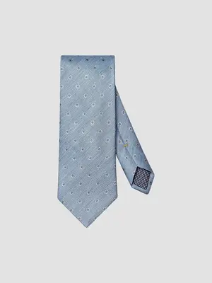 Eton Floral Silk-linen Tie - Light Blue