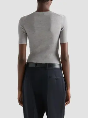 Prada Silk Crewneck Sweater With Logo