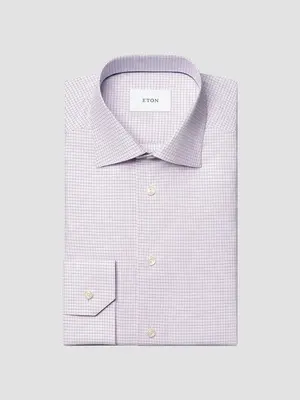 Eton Micro-check Slim-fit Cotton Twill Shirt - Pink