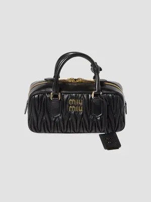 Miu Miu Arcadie Matelassé Nappa Leather Top Handle Bag - Black