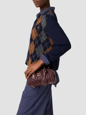 Miu Miu Arcadie Matelassé Nappa Leather Top Handle Bag - Dark Red