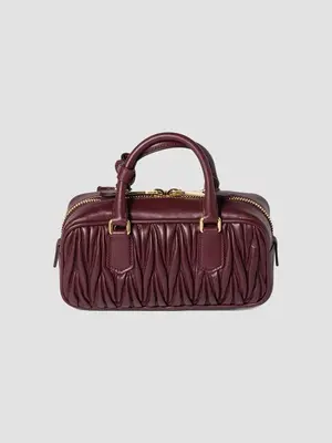 Miu Miu Arcadie Matelassé Nappa Leather Top Handle Bag - Dark Red