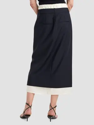 RÓHE Boxer Detail Virgin Wool-mohair Midi Skirt - Navy