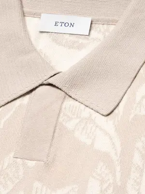 Eton Jacquard Knit Polo Sweater