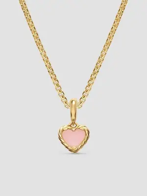 David Yurman Petite Dy Elets Heart Station Pendant In 18k Yellow Gold