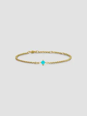 David Yurman Micro Chatelaine Chain Bracelet In 18k Yellow Gold - Turquoise